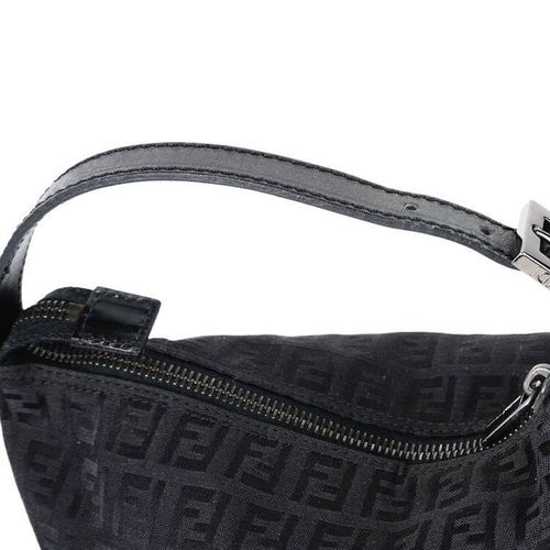 良品】フェンディ FENDI ズッキーノ柄ミニハンドバッグ ブラック 良品】フェンディ FENDI ズッキーノ柄ミニハンドバッグ ブラック